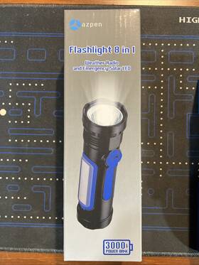 AZPEN Function Solar Flash Light Power Bank Am Fm Wb Led