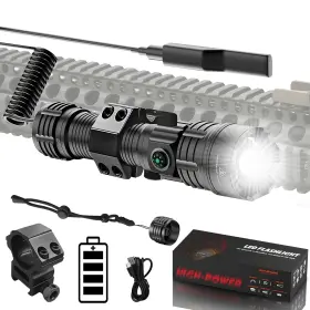 BIKACU Tactical Flashlight Picatinny Rail Mount Bright Usb