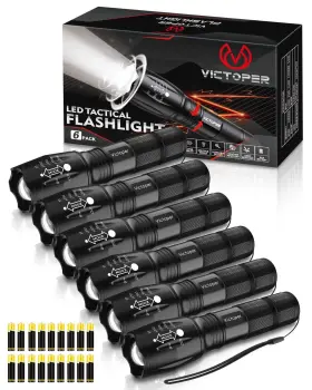 VICTOPER VT-FLV1000-6P Led Flashlight Pack Bright Tactical